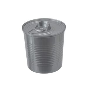 Restaurantware 4 oz Round Silver Plastic Tin Can - with Lid - 2 1/2" x 2 1/2" x 2 3/4" - 20 count box