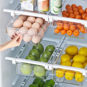 sdfnbra refrigerator organizer bins, fridge drawer organizer, clear plastic container drawer for fridge, home essentials organization and storage box for kitchen cabinet pantry