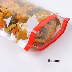 QQ Studio Clear Multi-Sized Windowed Resealable Stand Up Food Pouches with Gold Map Design (14x24cm (5.5x7.9"))