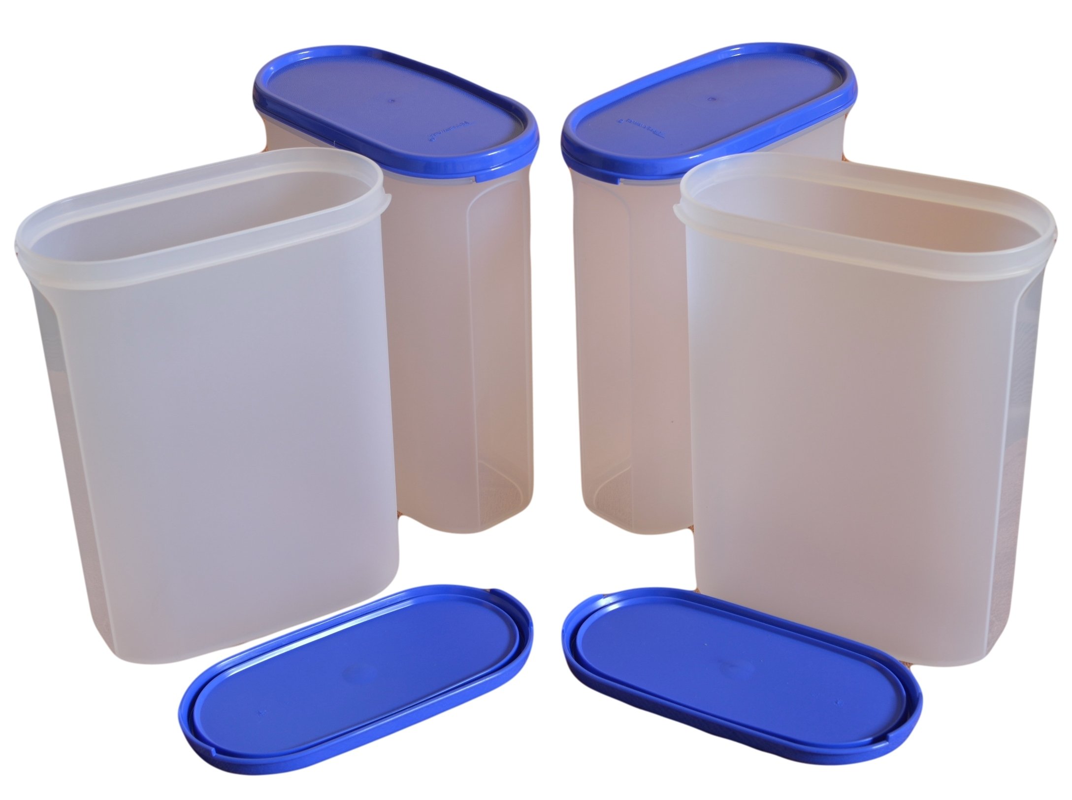 Tupperware Modular Mates Oval Plastic Container 4 Set, 2.3 Litres, 4-Pieces, Multicolor