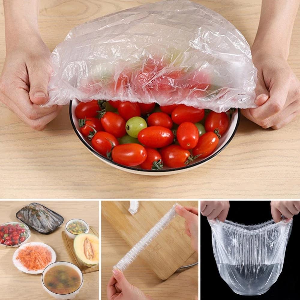 Plastic Wrap Storage Box,Cling Film Sleeve Storage Box,Fresh Keeping Bag Storage Box with 100 Pcs Cling Films, Multi-functional Preservation Box Punch-Free Wall-Mounted Kitchen Organizer (2pcs-B)