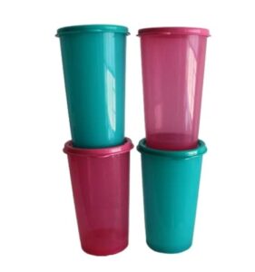 tupperware 12oz / 330ml stacking tumbler set of 4 teal pink