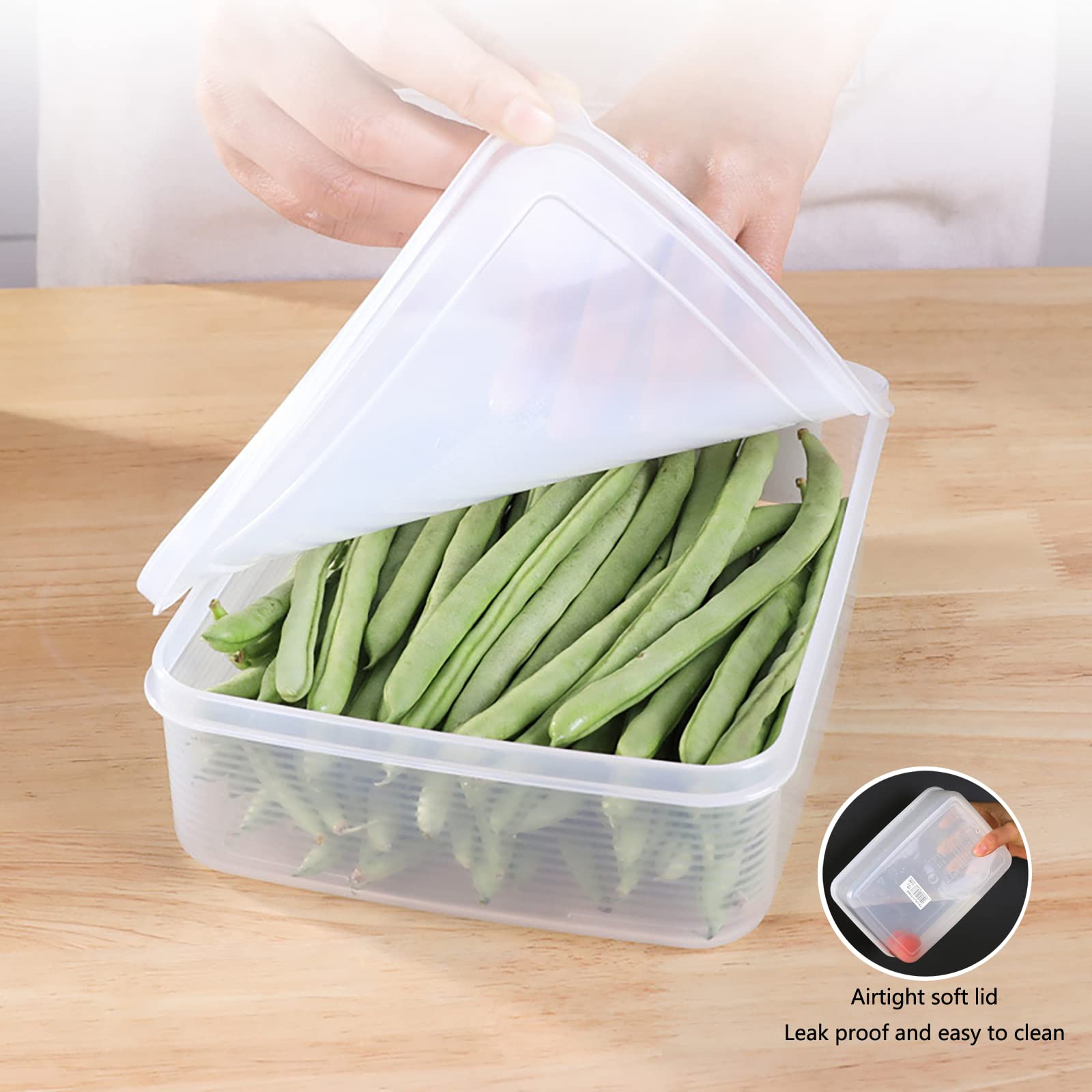 WonLiq Food Storage Containers with Airtight Lids, Stackable Kitchen Organizer Bin, BPA Free, Produce Saver Storage Container for Refrigerator (42, Rectangle, 1, 8872)