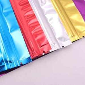 100 Pieces Colorful Self Sealing Zip Mylar Packing Pouch Storage Food Accessory Snack Package Bags Heat Seal Tear Notches Aluminum Foil Wholesale Food Grade Pouches (Color Random) (7.5x6.5cm)