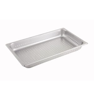 winco spjh-104pf, 4-inch full-size perforated steam pan, 22 gauge stainless steel sheet pan, serving hotel pan, nsf