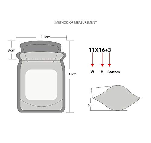 20Pcs Stand Up Clear Front Cork Mason Jar Pattern Zipper Bag Plastic Ziplock Pouch Portable Bottle Shape Food Preservation Smell Proof Packaging Pouches 6.3x4.3+2.3in (16x11+6cm)