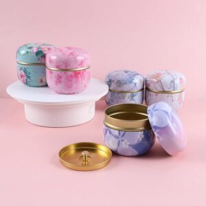 Japanese-Style Tea Cans Candy Snacks Tea Containers, Tinplate Empty Tins Cookie Gift Tins Sealed Storage Canister, Food Storage Small Round Cans (#1)