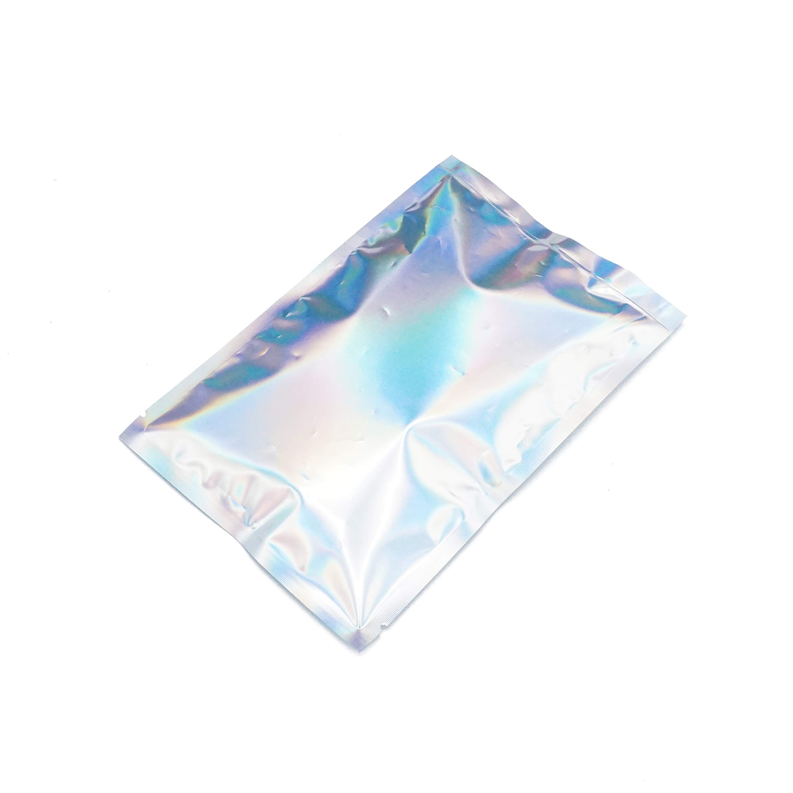 QQ Studio 100 PCS Metallic Mylar Foil Open Top Sealable Bags (12x18cm(4.7x7"), 100x Holographic)