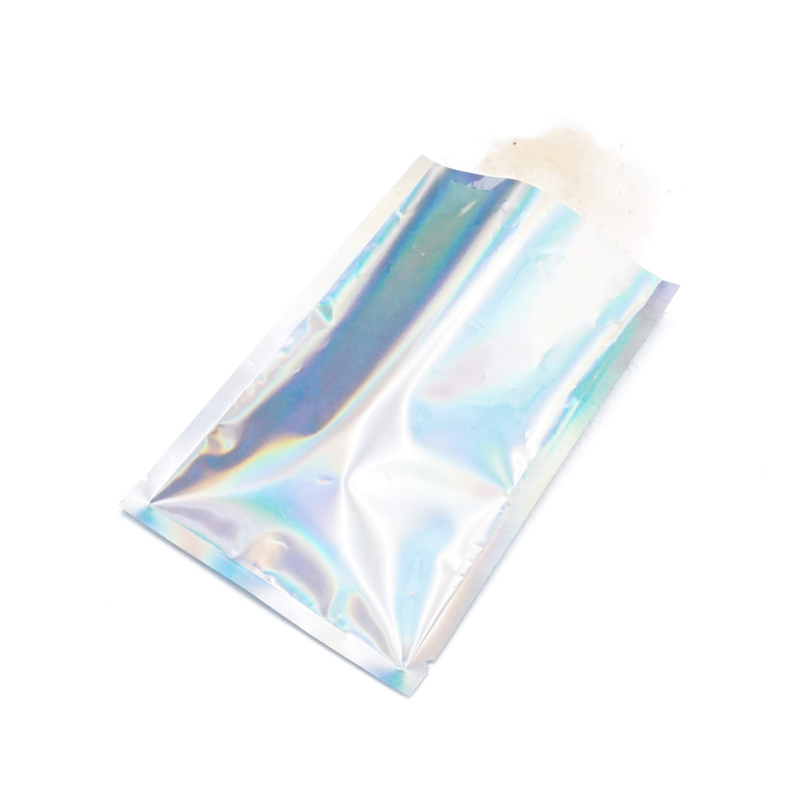 QQ Studio 100 PCS Metallic Mylar Foil Open Top Sealable Bags (12x18cm(4.7x7"), 100x Holographic)