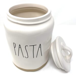 Rae Dunn PASTA White Ceramic Canister with Tan Sand Stone Accent LL Black