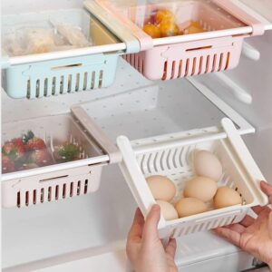 Cyrank Multifunction Fridge Drawer Organizer, Retractable Drawer Refrigerator Storage Box Unique Design Pull Out Bins Fridge Shelf Holder Storage Box for Home(#1)