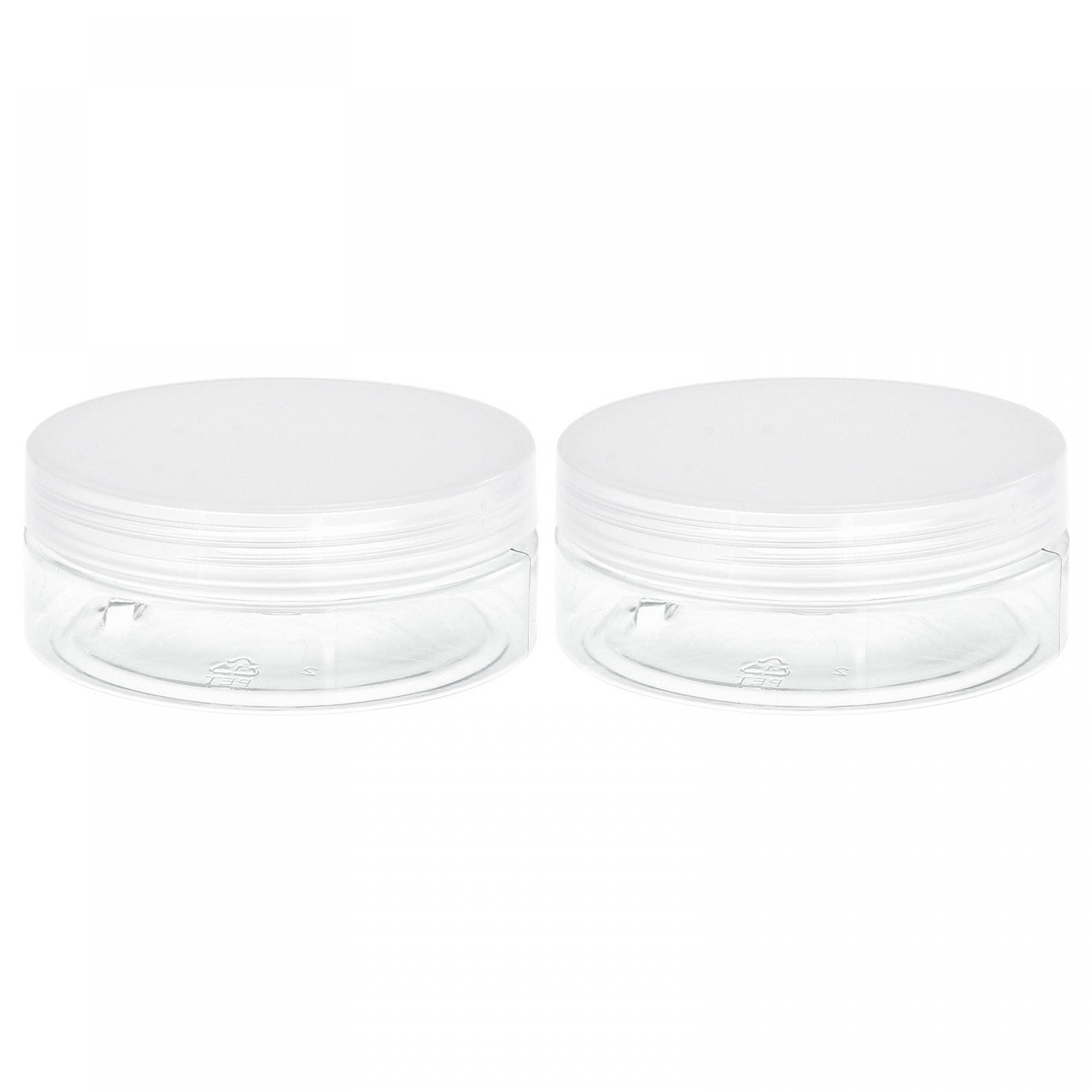 uxcell Round Plastic Jars with Transparent Screw Top Lid, 3oz/ 100ml Wide-mouth Clear Empty Containers for Storage, Organizing, 2Pcs