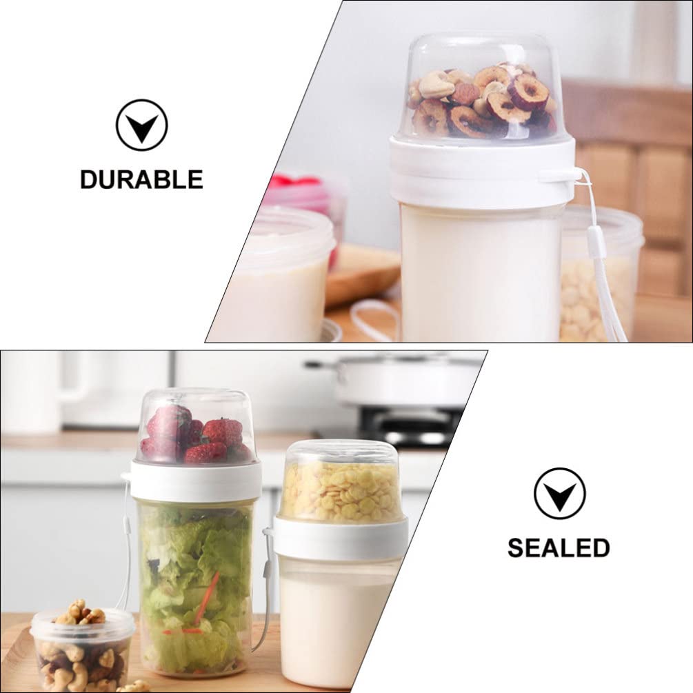 Hemoton 1 Set double layer crisper hot food flask cereal and milk thermal food jar hot food jar vacuum food containers Sealed Cereal Oatmeal small container yogurt white plastic pp office