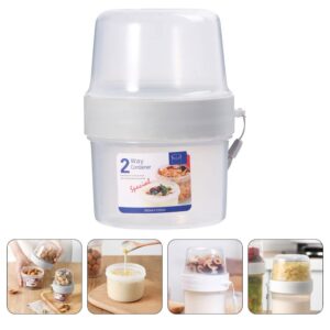 Hemoton 1 Set double layer crisper hot food flask cereal and milk thermal food jar hot food jar vacuum food containers Sealed Cereal Oatmeal small container yogurt white plastic pp office