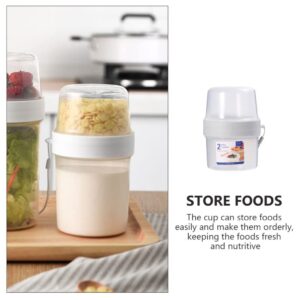 Hemoton 1 Set double layer crisper hot food flask cereal and milk thermal food jar hot food jar vacuum food containers Sealed Cereal Oatmeal small container yogurt white plastic pp office