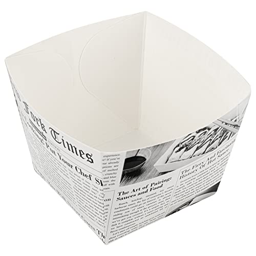 Restaurantware Bio Tek 4.3 x 4.3 x 3.2 Inch Snack Boxes 200 PE Coating Treat Boxes - Sturdy Disposable Newsprint Paper French Fry Boxes Open Top For Snacks or Baked Goods