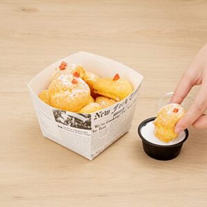 Restaurantware Bio Tek 4.3 x 4.3 x 3.2 Inch Snack Boxes 200 PE Coating Treat Boxes - Sturdy Disposable Newsprint Paper French Fry Boxes Open Top For Snacks or Baked Goods