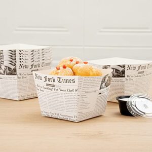 Restaurantware Bio Tek 4.3 x 4.3 x 3.2 Inch Snack Boxes 200 PE Coating Treat Boxes - Sturdy Disposable Newsprint Paper French Fry Boxes Open Top For Snacks or Baked Goods