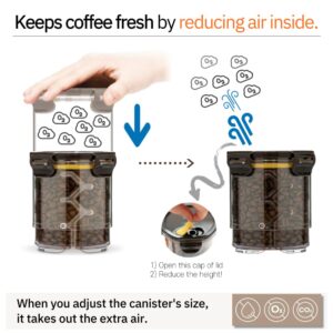 PUZZLE LOCK Size Adjustable Coffee Canister - Airtight Storage Container for Coffee Beans and Grounds, Tea, Spice (Small)