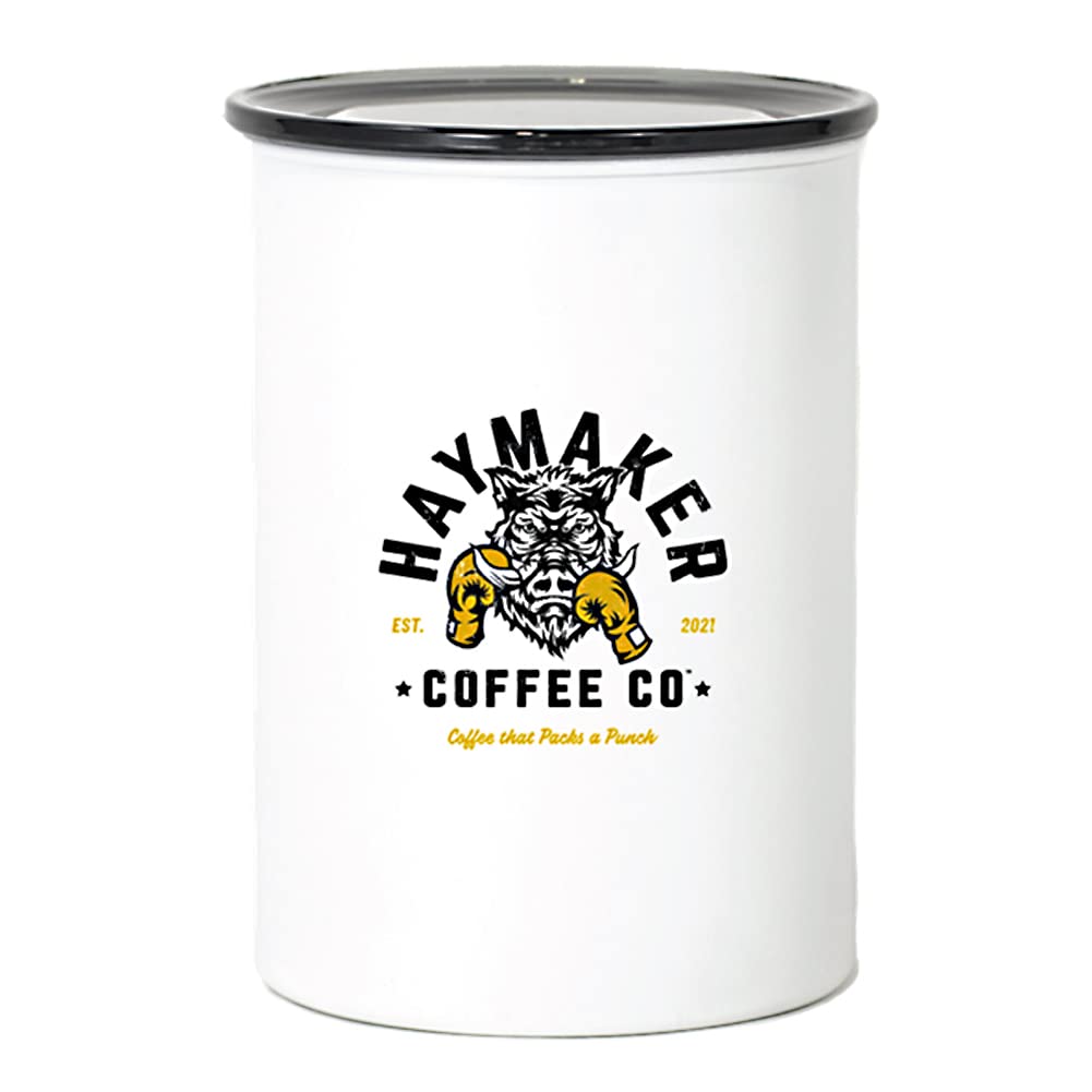 HAYMAKER Airscape Coffee Storage Canister, Stainless Steel, BPA Free, 64 Oz. (Chalk)