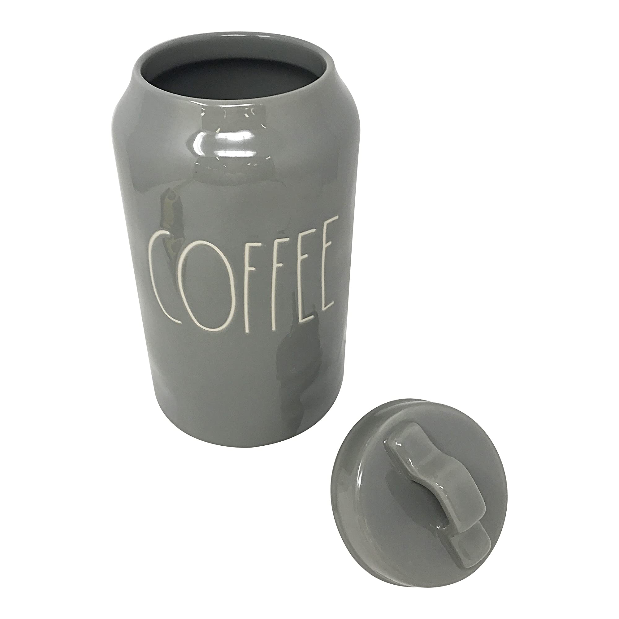 Rae Dunn by Magenta Ceramic Food Storage Canisters (9.5" in Height, Coffee/Grey/White Font)