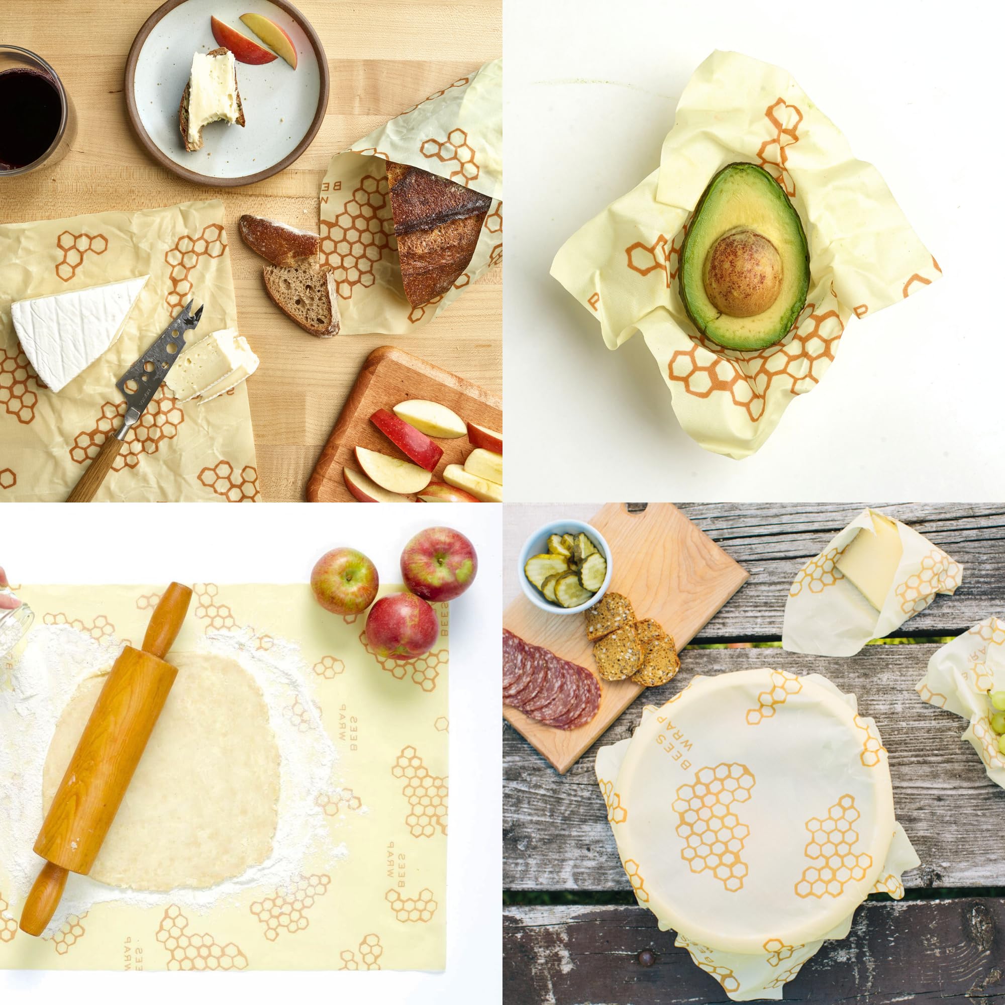 Bee's Wrap Reusable Beeswax Food Wraps Made in the USA, Eco Friendly Beeswax Wraps for Food, Sustainable Food Storage Containers, Organic Cotton Food Wrap, XXL Cut To Size Wax Paper Roll, Honeycomb