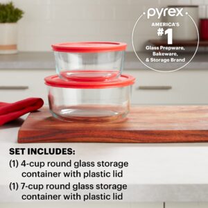 Pyrex Simply Store 4-PC Large Glass Food Storage Containers Set, Snug Fit Non-Toxic Plastic BPA-Free Lids, Freezer Dishwasher Microwave Safe