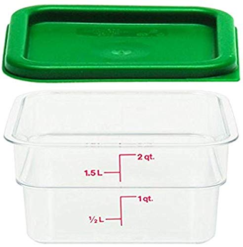 Cambro 1 2SFSCW135 Clear Container with SFC2452 Kelly Lid, 2 Quart With Lid, Clear, Green