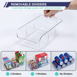 [ 12 Pack ] Clear Bins for Organizing + Set of 8, Stackable Clear Bins with Removable Dividers - Pantry Food Snack Organization and Storage - Multi-Purpose Plastic Home Organizer