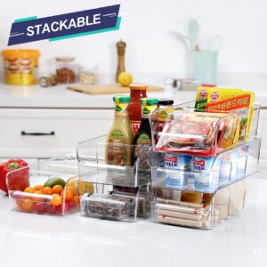 [ 12 Pack ] Clear Bins for Organizing + Set of 8, Stackable Clear Bins with Removable Dividers - Pantry Food Snack Organization and Storage - Multi-Purpose Plastic Home Organizer