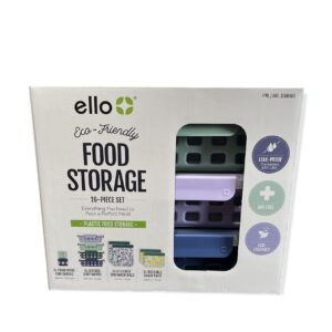 Ello Eco-Friendly Food Storage, BPA Free Plastic Food Storage, Blueberry Delight Color, 16-Piece Set