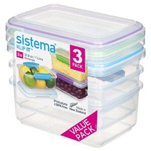 sistema food storage, polypropylene assorted, 1l x 3