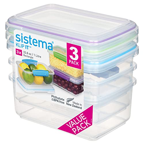 Sistema Food Storage, Polypropylene Assorted, 1L x 3