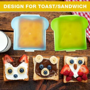 Potchen 8 Pcs 20 oz Toast Shape Sandwich Box Food Storage Containers PP Lunch Kids or Adult Holder Microwave and Freezer Safe for Christmas(White, Green, Blue, Red)