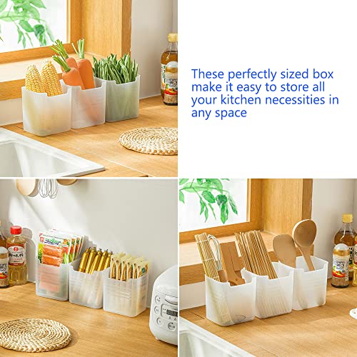 Poeland Refrigerator Organizer Box, Fridge Side Door Storage Containers Plastic Translucent Pack of 3