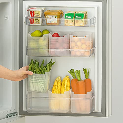 Poeland Refrigerator Organizer Box, Fridge Side Door Storage Containers Plastic Translucent Pack of 3