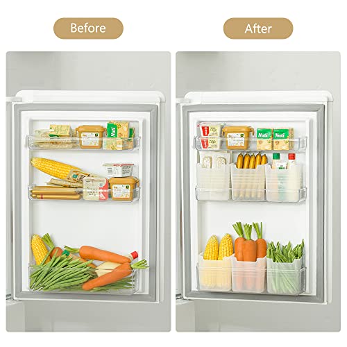 Poeland Refrigerator Organizer Box, Fridge Side Door Storage Containers Plastic Translucent Pack of 3