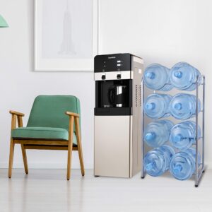 Ationgle 5 Gallon Water Cooler Jug Rack for 8 Bottles, 4-Tier Detachable Water Bottle Holder Heavy Duty Q235 Carbon Steel Water Jug Organizer with Floor Protection for Kitchen Office Home