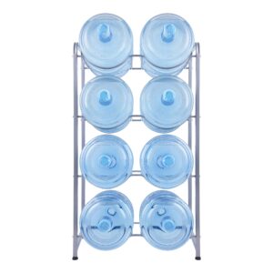 Ationgle 5 Gallon Water Cooler Jug Rack for 8 Bottles, 4-Tier Detachable Water Bottle Holder Heavy Duty Q235 Carbon Steel Water Jug Organizer with Floor Protection for Kitchen Office Home