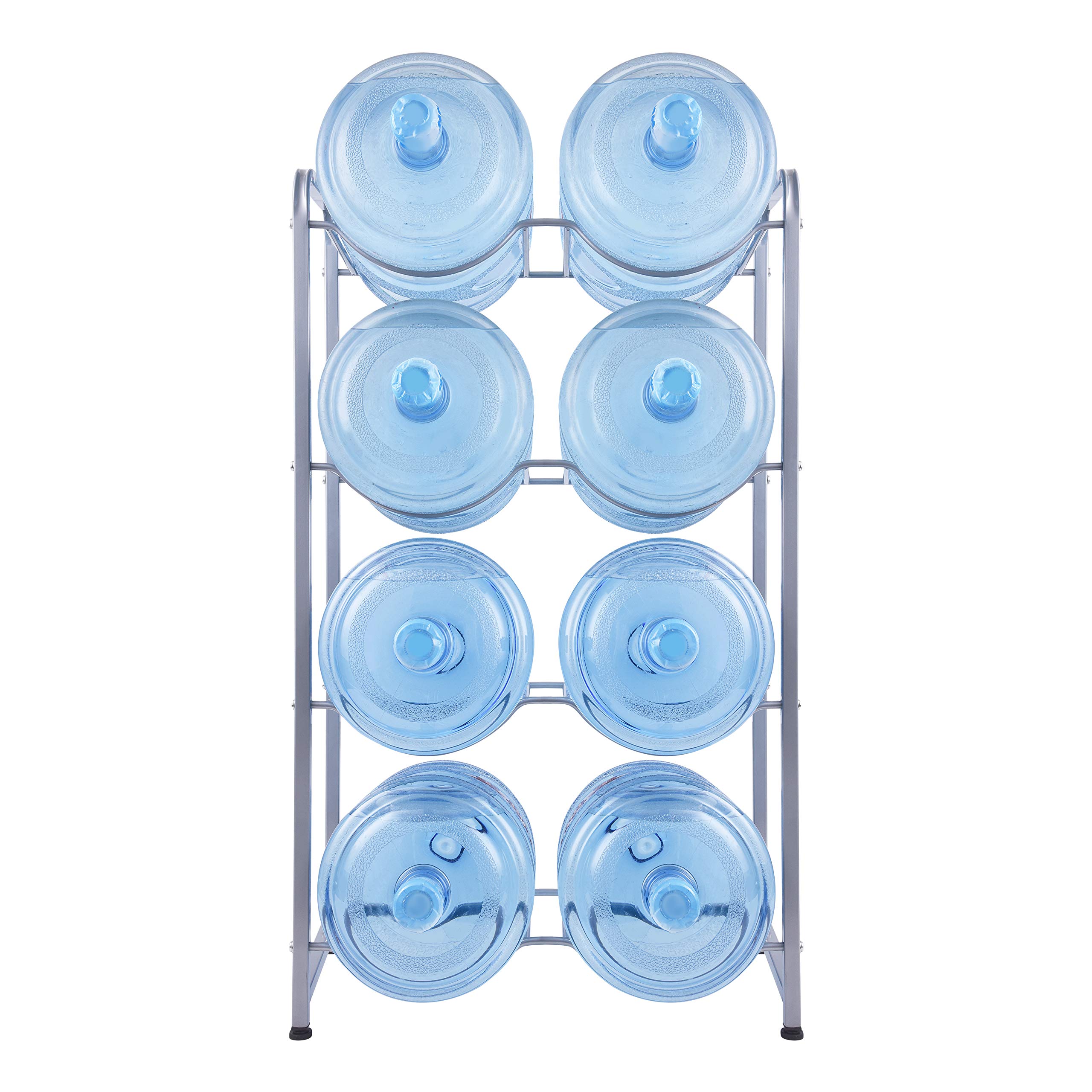 Ationgle 5 Gallon Water Cooler Jug Rack for 8 Bottles, 4-Tier Detachable Water Bottle Holder Heavy Duty Q235 Carbon Steel Water Jug Organizer with Floor Protection for Kitchen Office Home