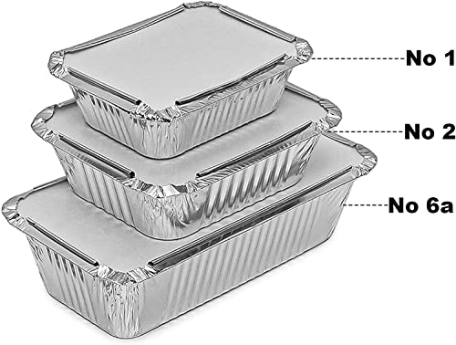 Aluminium Disposable Foil Food Container with Lids (Pack of 50) Reusable Takeaway Containers, Great for Baking Roasting Cooking Food Storage, 14 x 12 x 5cm