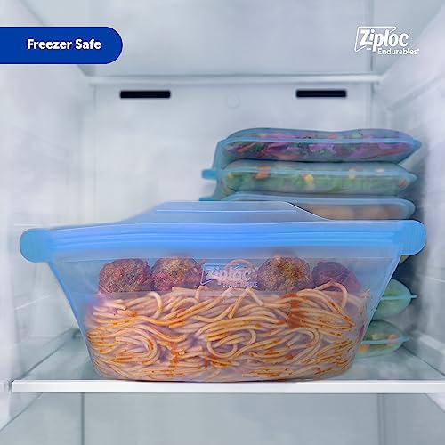 Ziploc Endurables Large Pouch and Medium Container, Reusable Silicone Bags and Food Storage Meal Prep Containers for Freezer, Oven, and Microwave, Dishwasher Safe