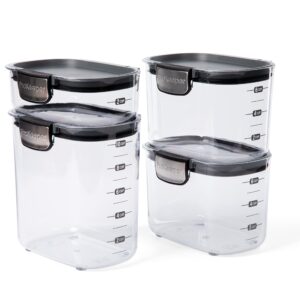 progressive international prokeeper+ 4-piece clear plastic modular airtight pantry food/snack kitchen storage organization container canister set (pks-4pc (4-piece set))