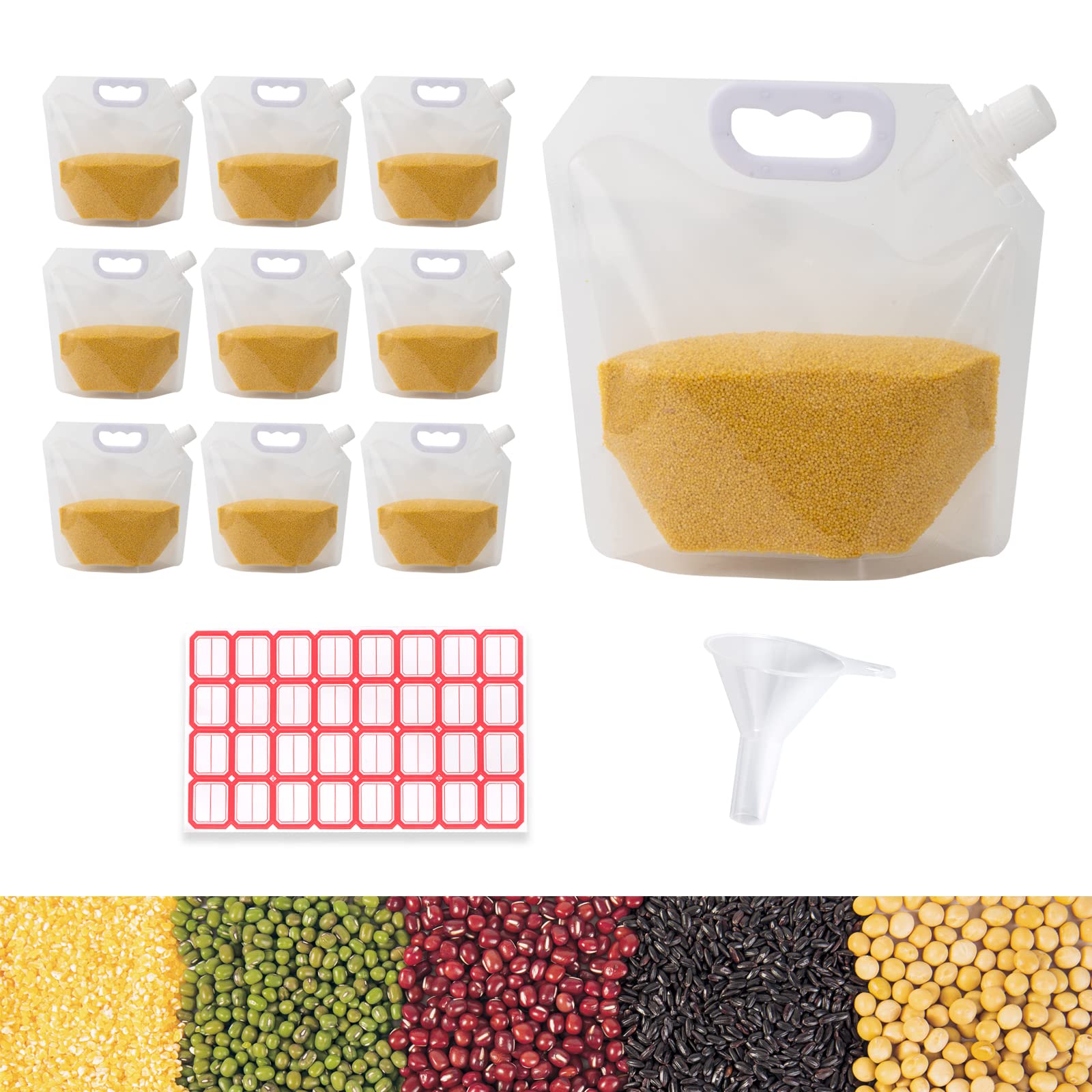 Cereal Rice Storage Bag, Thickened 10PCS - Airtight Food Storage Containers with Lids Moisture Resistant Home Essentials. Kitchen Organization for Grain, Flour, Barley, Beer, Juice