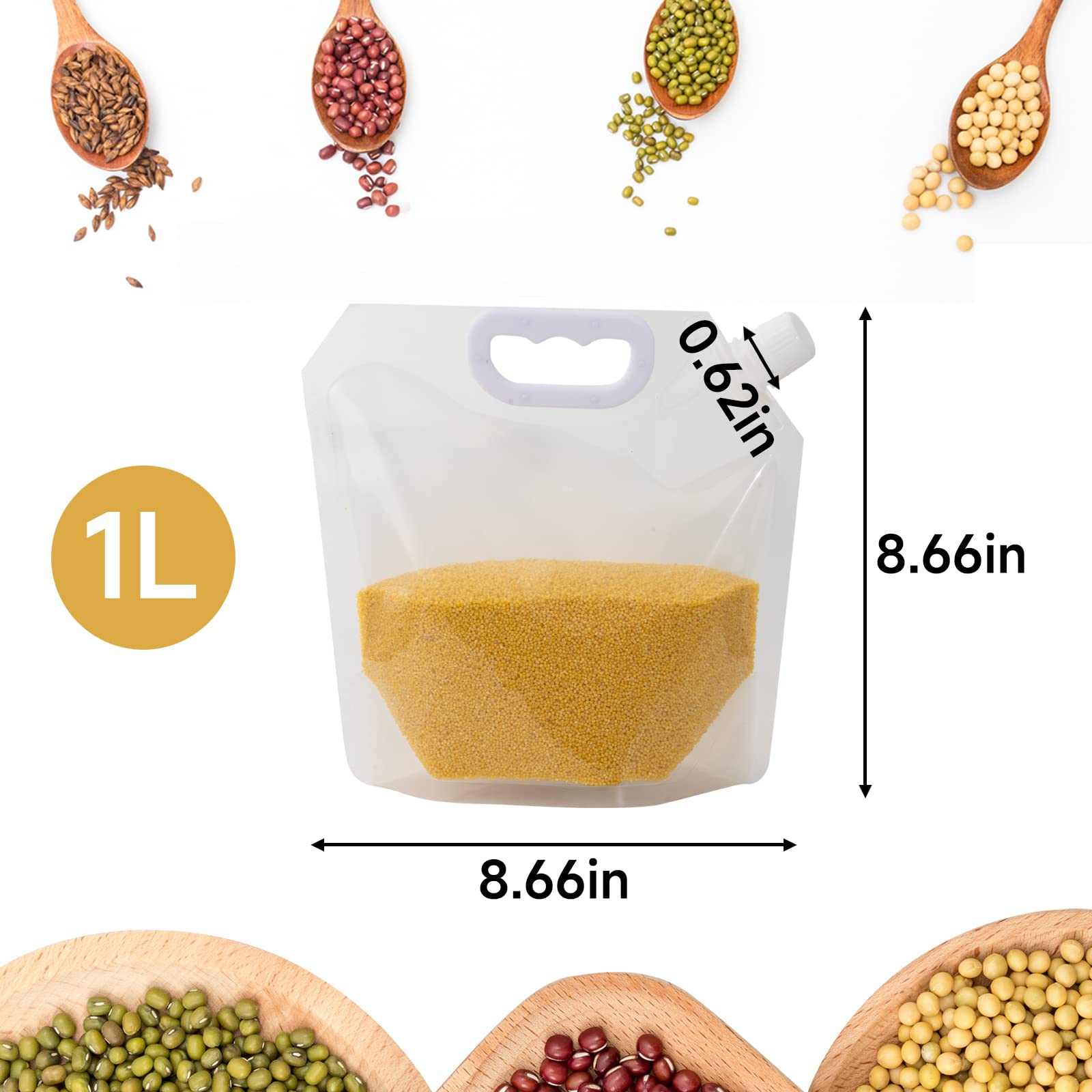 Cereal Rice Storage Bag, Thickened 10PCS - Airtight Food Storage Containers with Lids Moisture Resistant Home Essentials. Kitchen Organization for Grain, Flour, Barley, Beer, Juice