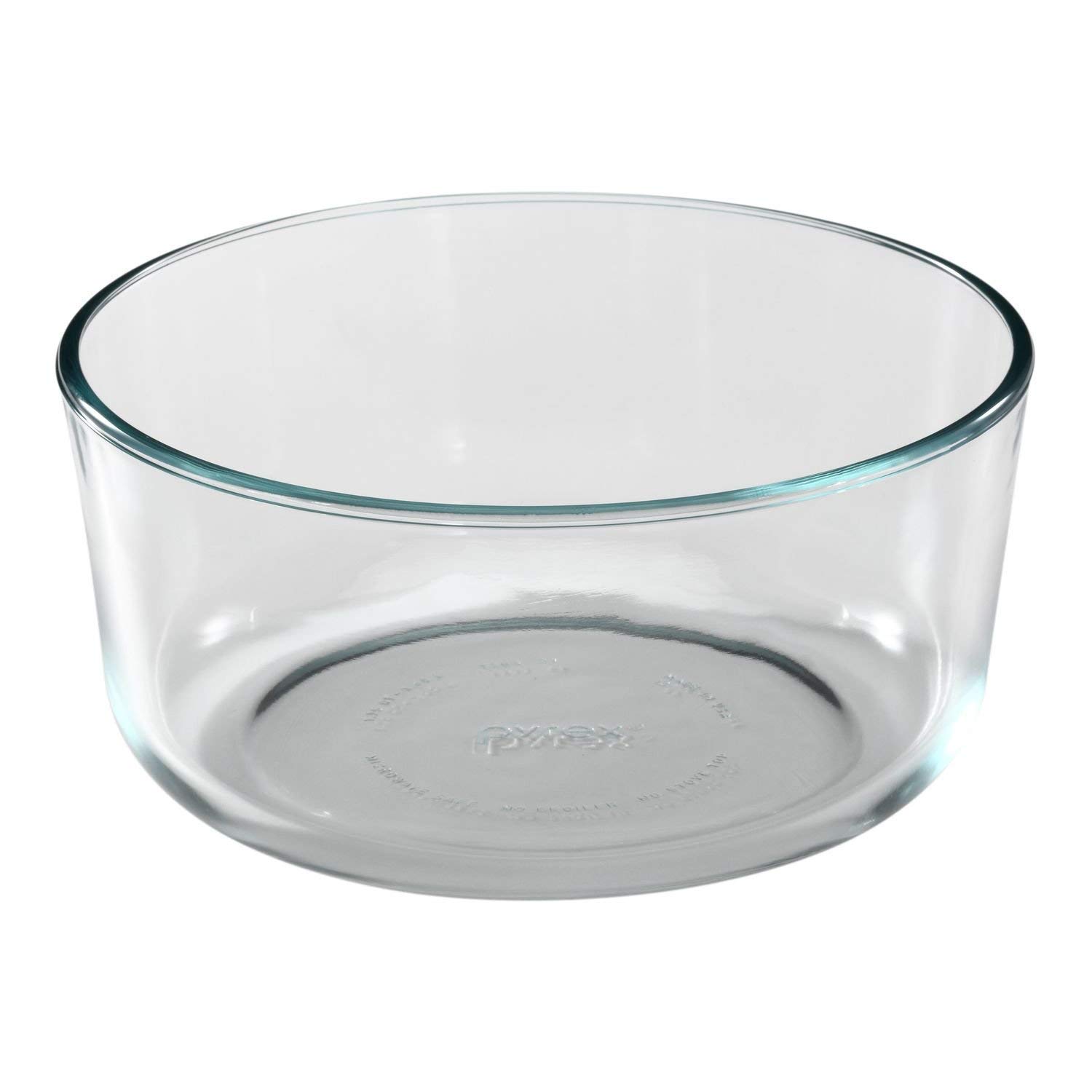 Pyrex Bundle - 4 Items: (2) 7203 6/7-Cup Glass Bowls, (2) 7402-PC 6/7-Cup Turquoise Plastic Lids Made in the USA