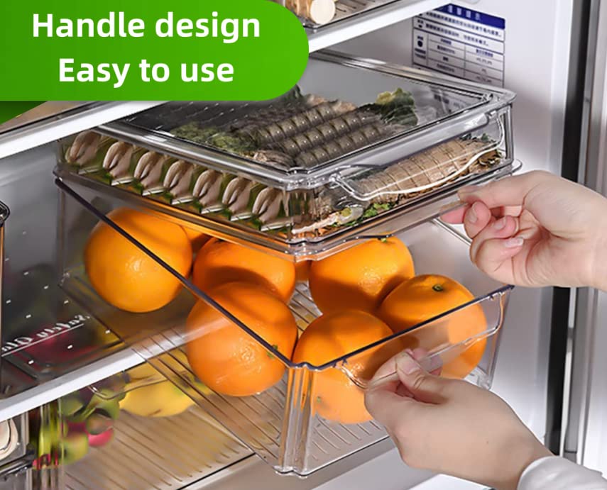 Mytkoj Refrigerator Organizer Bins,Stackable Refrigerator Organizer,Refrigerator Organizer Bins with Lids Sets,use for Food,Fruits,Drinks,Vegetable Storage (10pack)