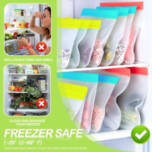 27 Pack Reusable Food Storage Bags BPA FREE,Leakproof Silicone Freezer Bags for Lunch Marinate Food Travel - 7 Gallon 10 Sandwich 10 Snack Bags