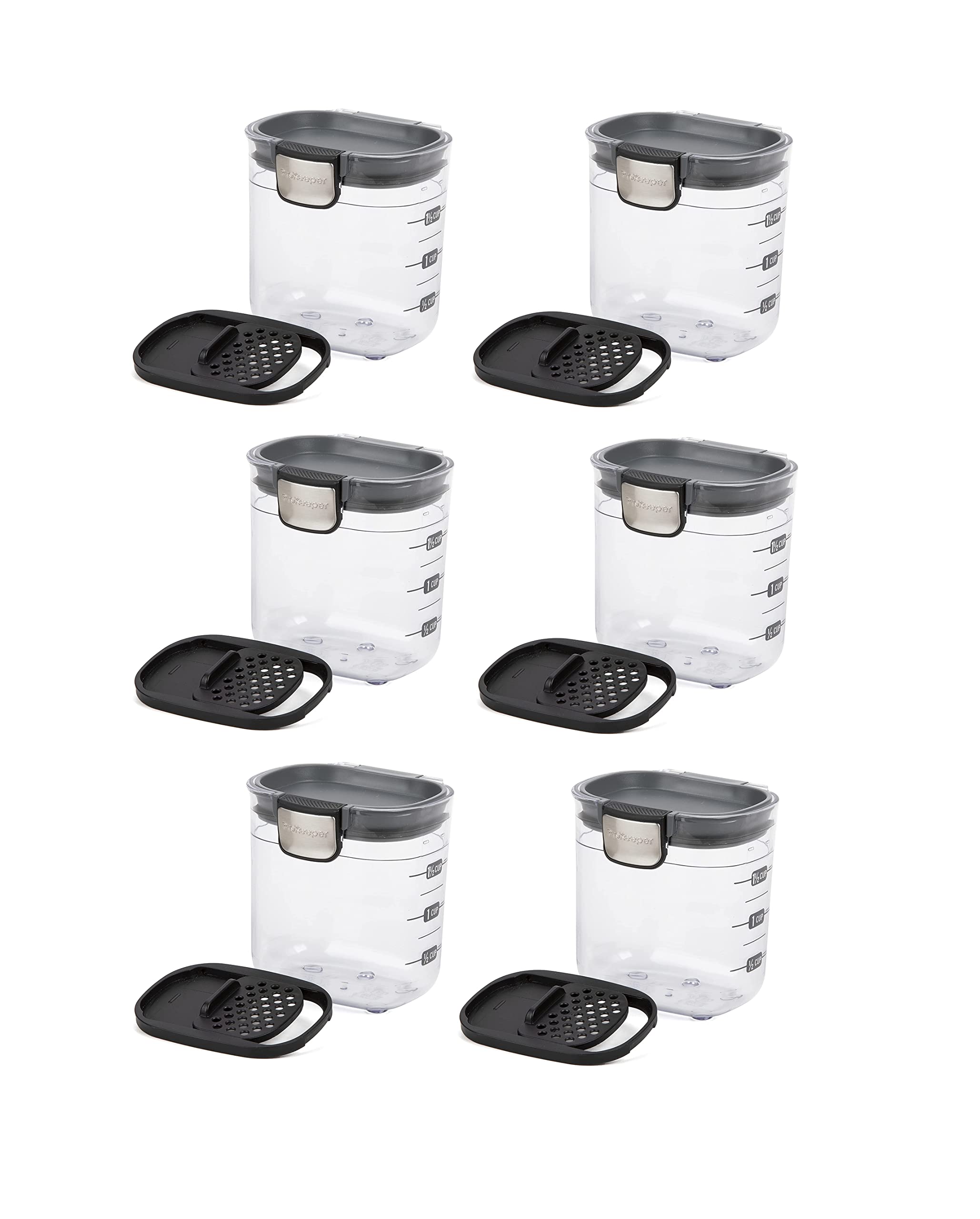 Progressive International PKS-401 1.5 Cup Mini Prokeeper + Airtight Silicone Seal Storage Container Great For Spices & Baking Acessories Set of 6 (PKS-401 (6-Pack))