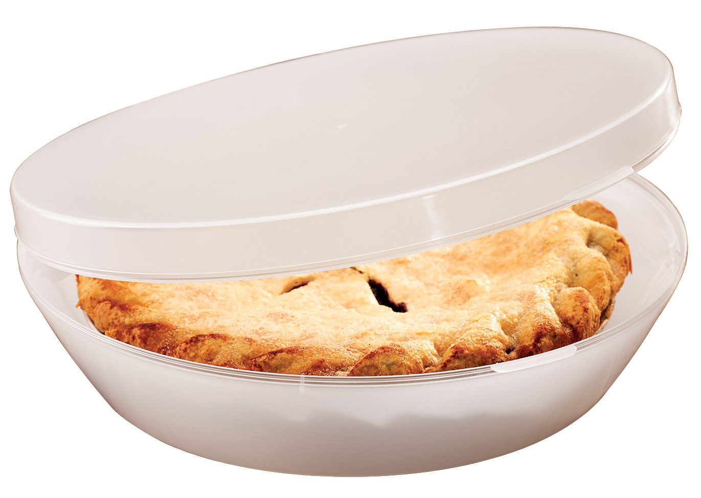 Miles Kimball Stay Fresh Pie Keeper with Hinged Lid, Universal Storage Container, Plastic